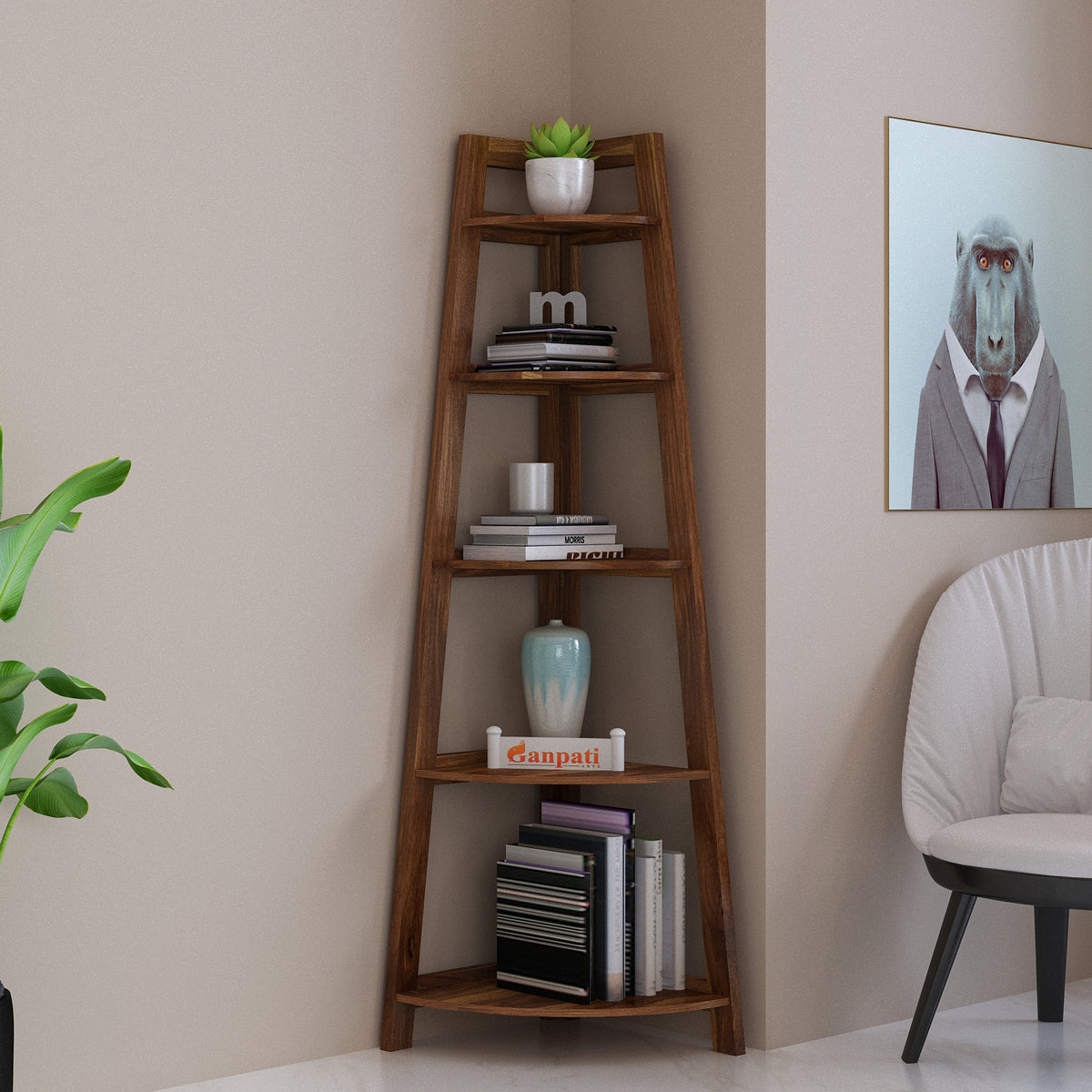 Italian Solid Sheesham Wood Corner Shelf - 3 Years Warranty – Ganpati Arts