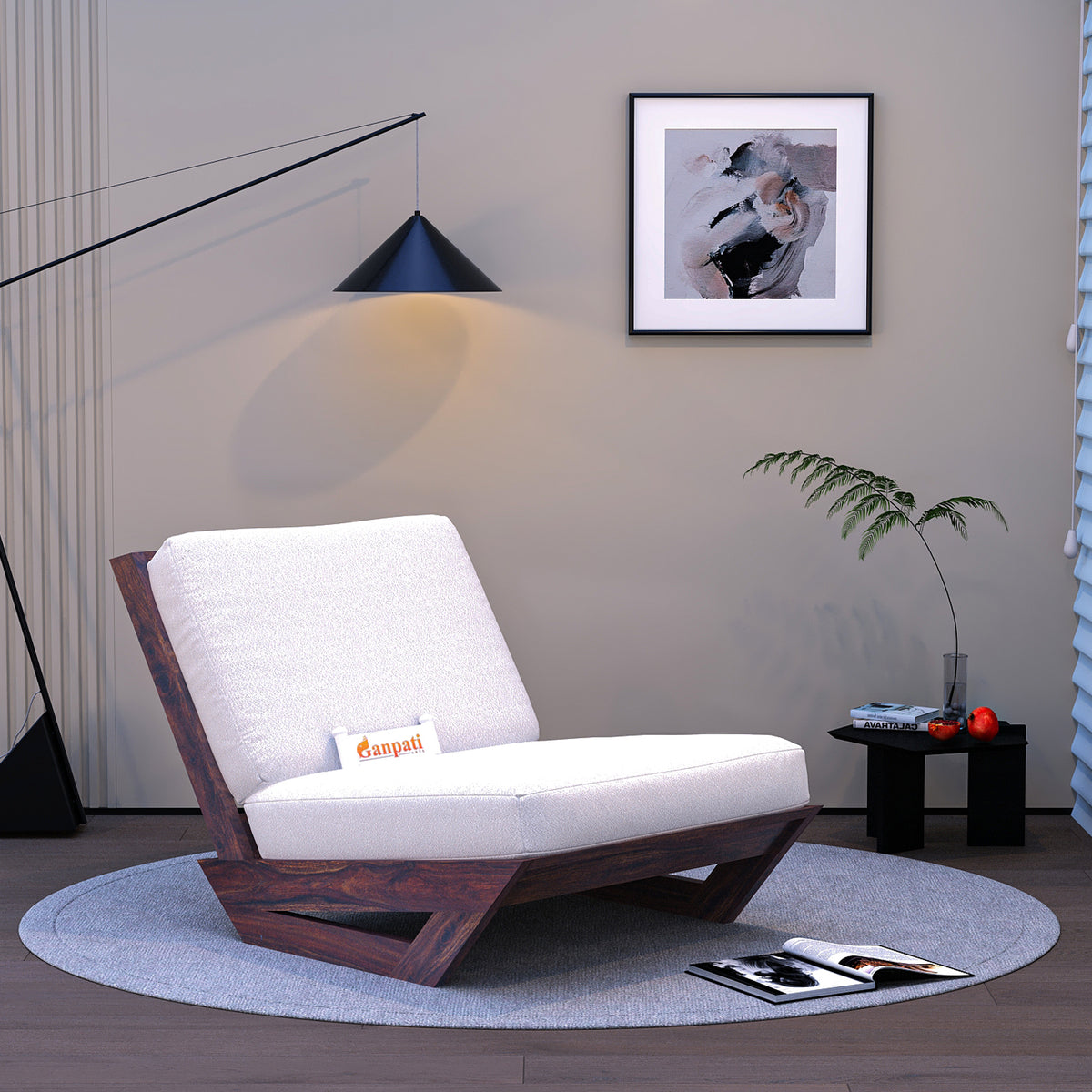 Vegas Solid Sheesham Wood Lounge Chair - 3 Years Warranty – Ganpati Arts