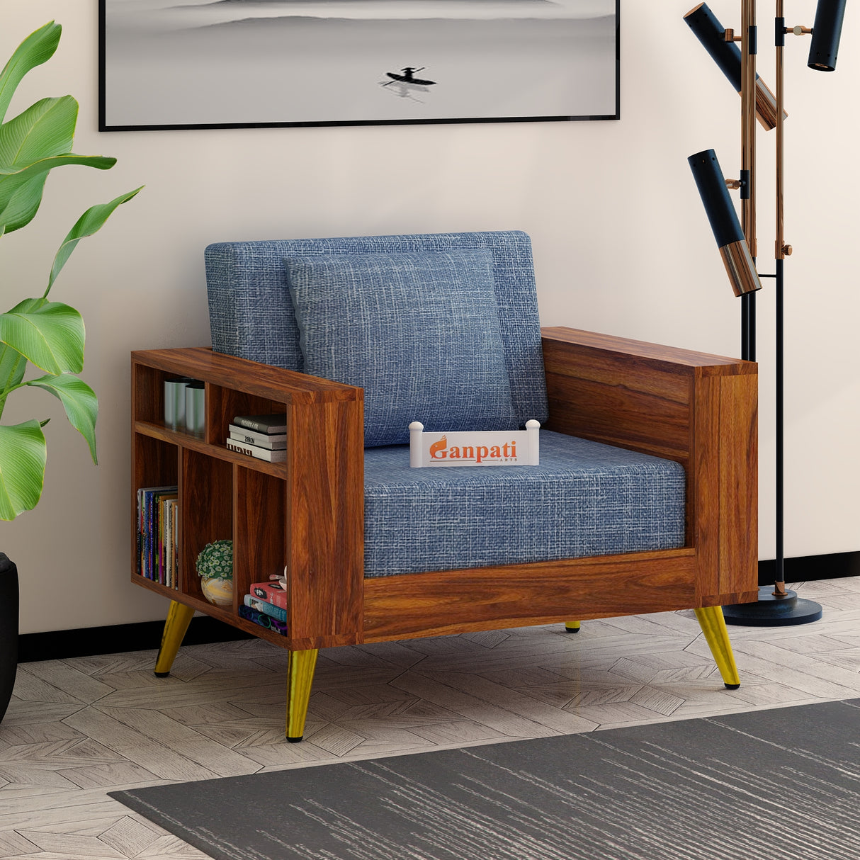 Bolt Solid Sheesham Wood Single Seater Sofa With Side Storage - 3 Year ...