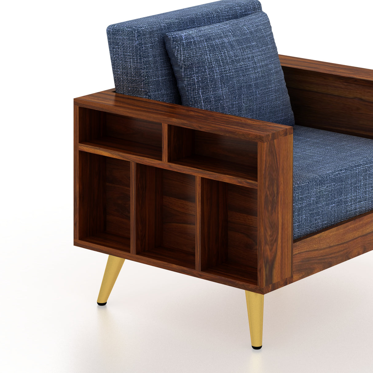 Bolt Solid Sheesham Wood Single Seater Sofa With Side Storage - 3 Year ...