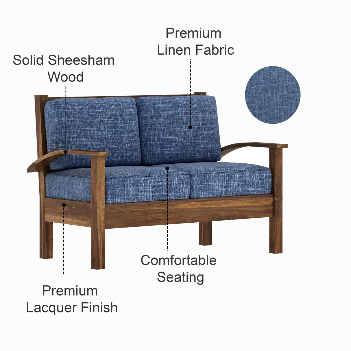 DELTA Solid Sheesham Wood 2 Sofa - 3 Year Warranty (LUXE EDITION ...