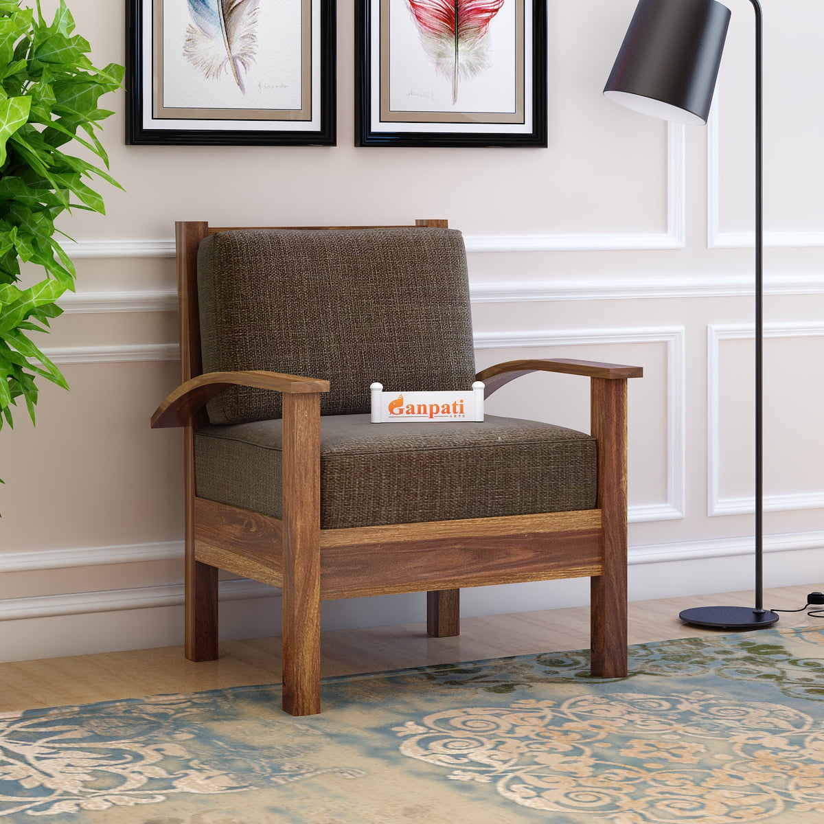 DELTA Solid Sheesham Wood Single Seater Sofa - 3 Year Warranty (LUXE E ...