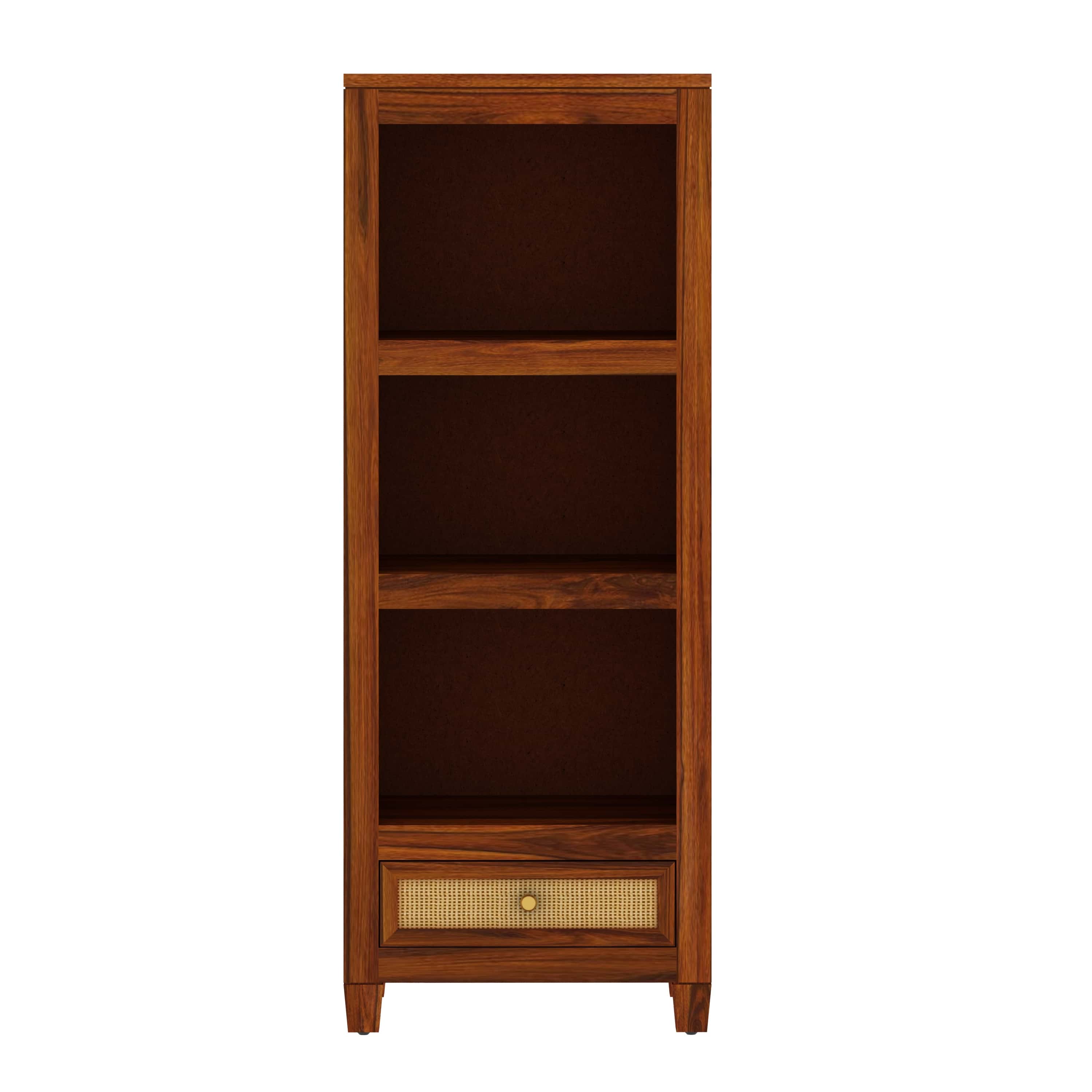 Syrus Solid Sheesham Wood Bookshelf With Drawer 1 Year Warranty